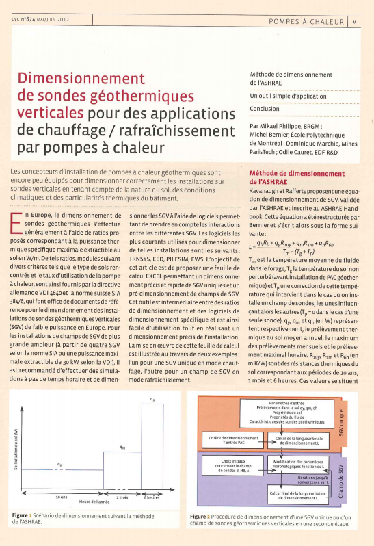 Outil simplifié de dimensionnement de sondes géothermiques pour le chauffage-rafraîchissement ...
